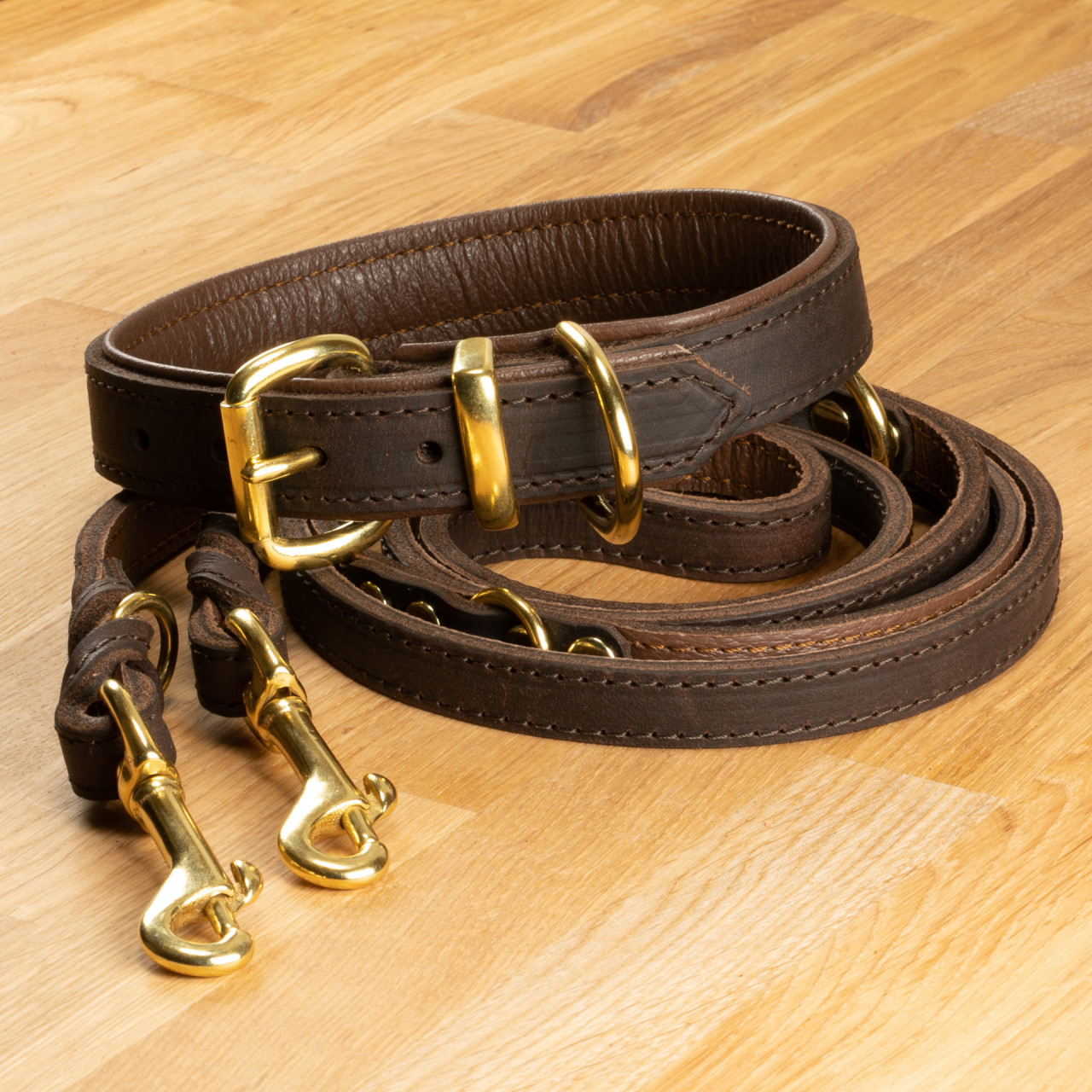 Hundeleine Lyon Leder dunkelbraun & pfefferbraun | lucka.dog